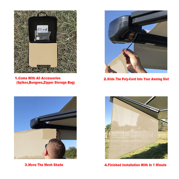 Tentproinc RV Awning Sun Shade Screen Sunshade Complete Kits -Drop 7',