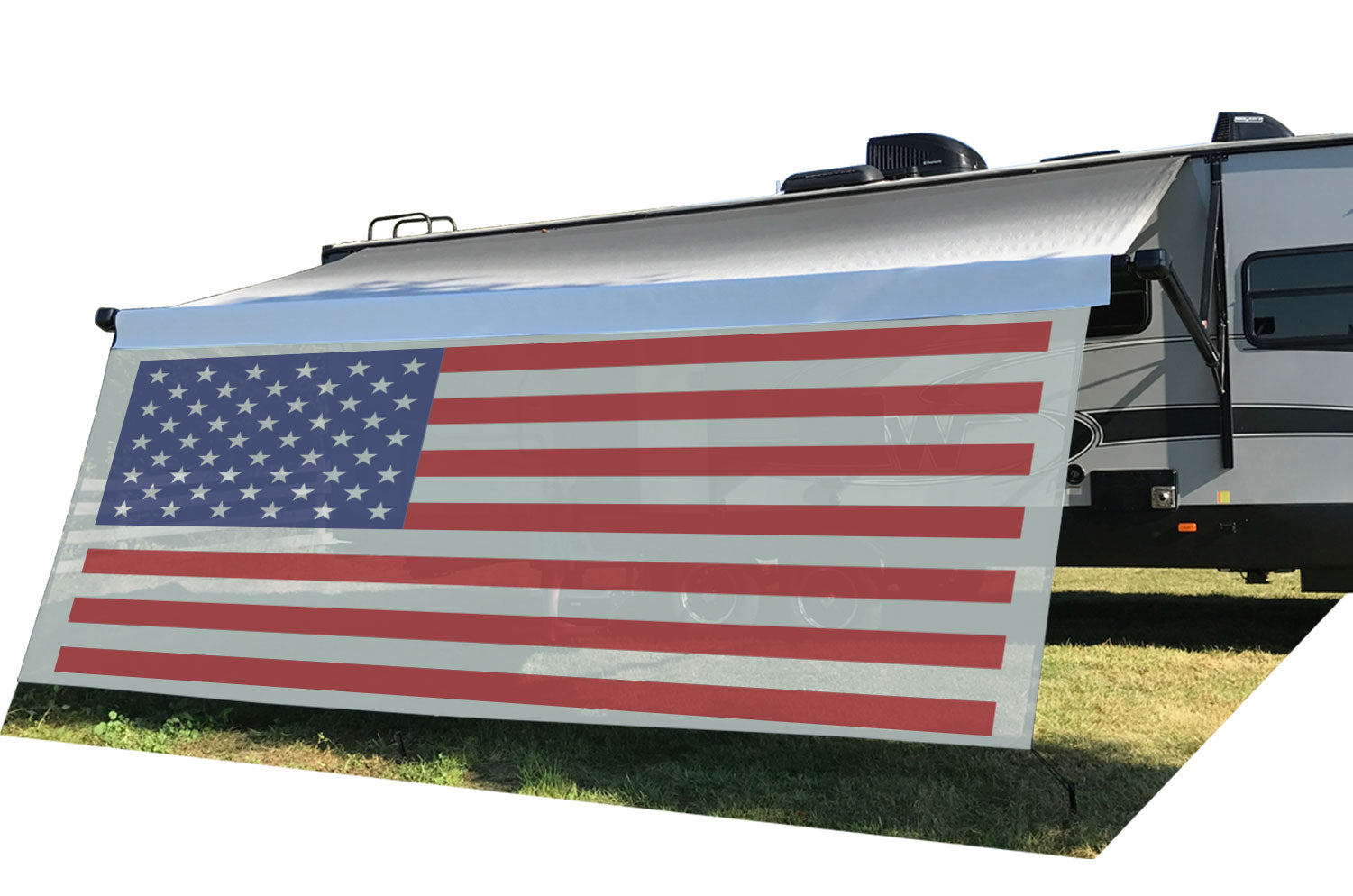 Tentproinc RV Awning Sun Shade Screen ( America Flag ) Gray Mesh Sunsh